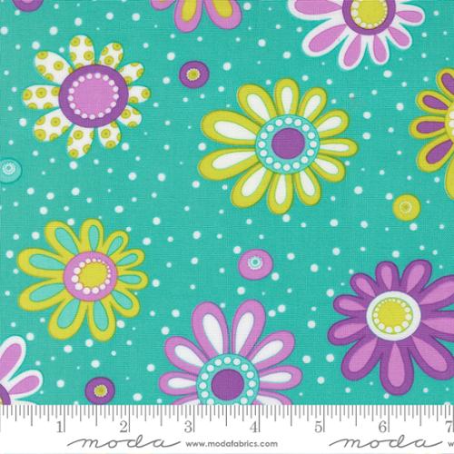 Pick Me Flower Power Aqua 22497 14 by Me and My Sister Designs for Moda ...